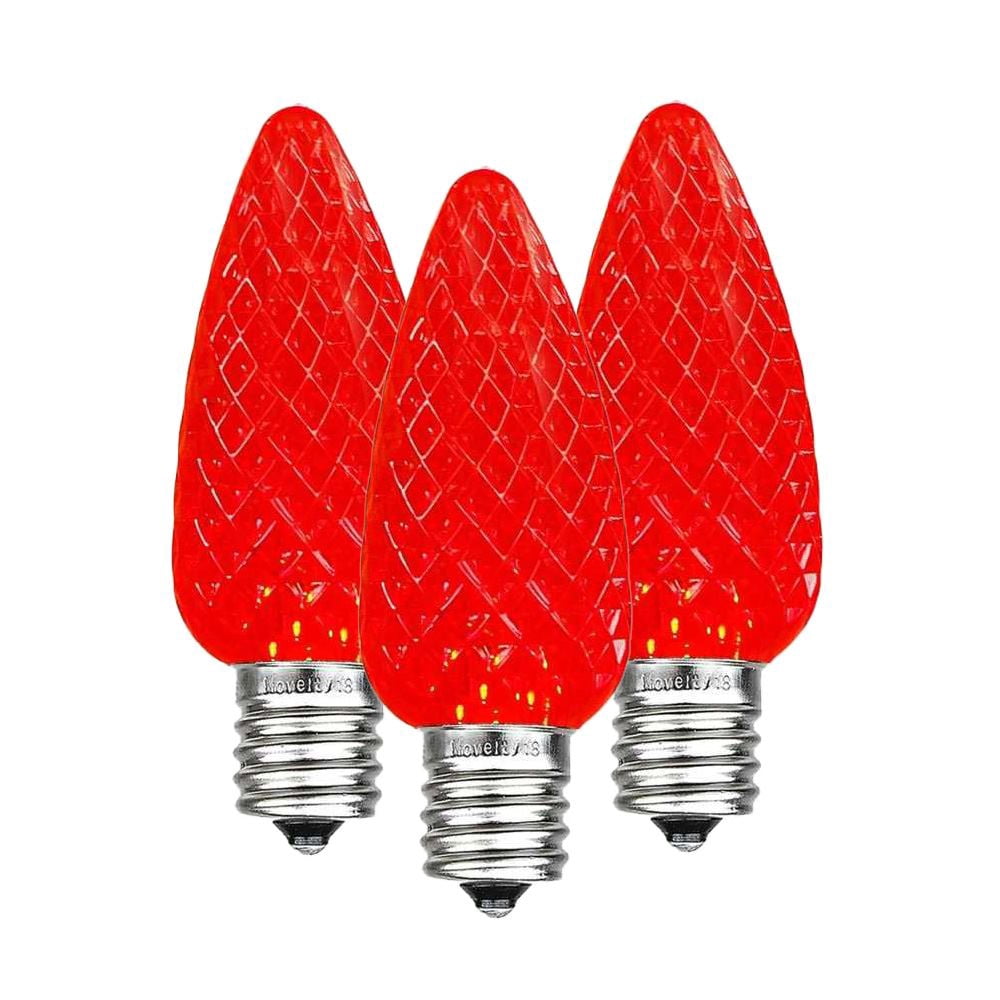 Novelty Lights Red C9 LED Faceted Christmas Replacement Bulbs Dimmable ...