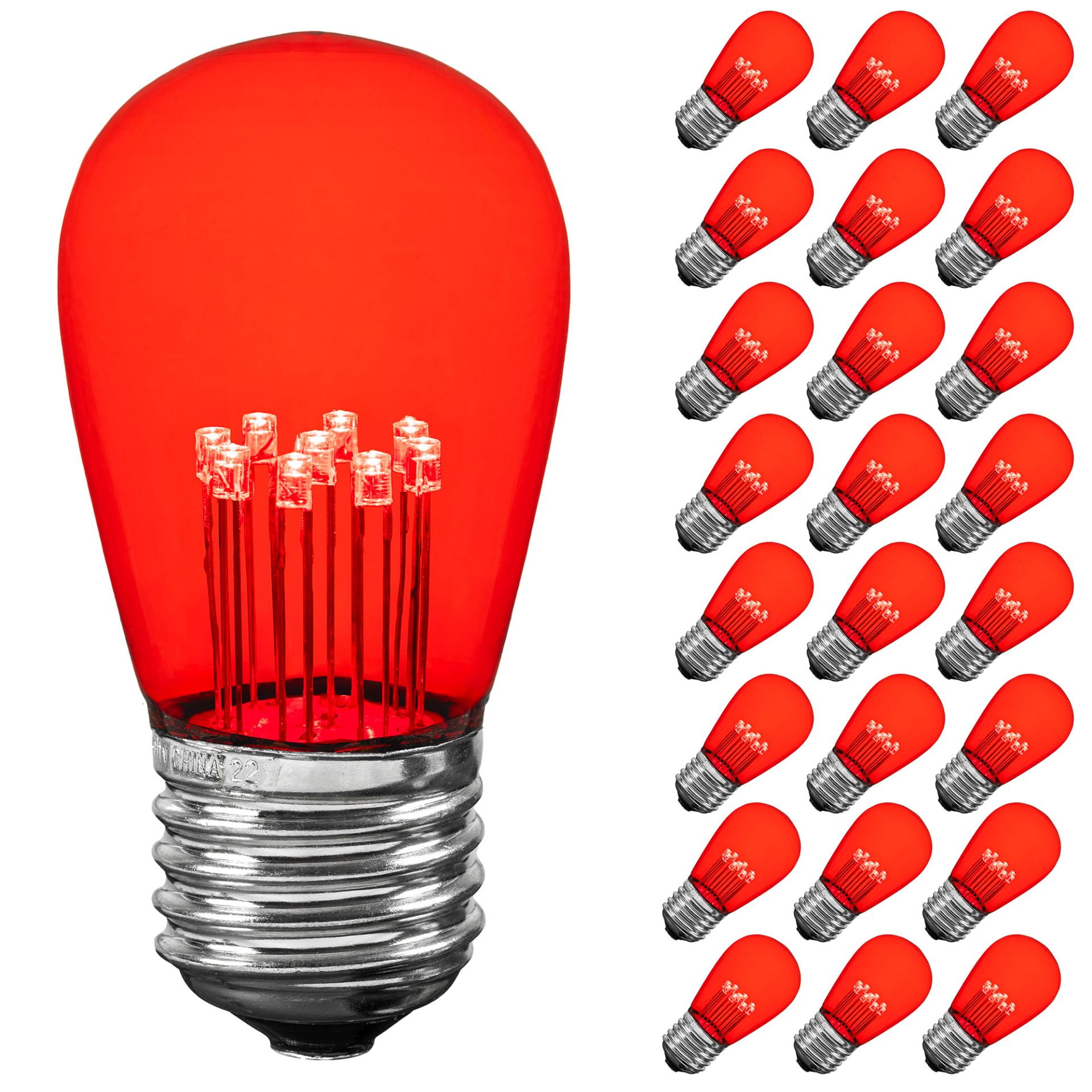 Novelty Lights Red S14 Hanging LED String Light Replacement Bulbs E26 ...