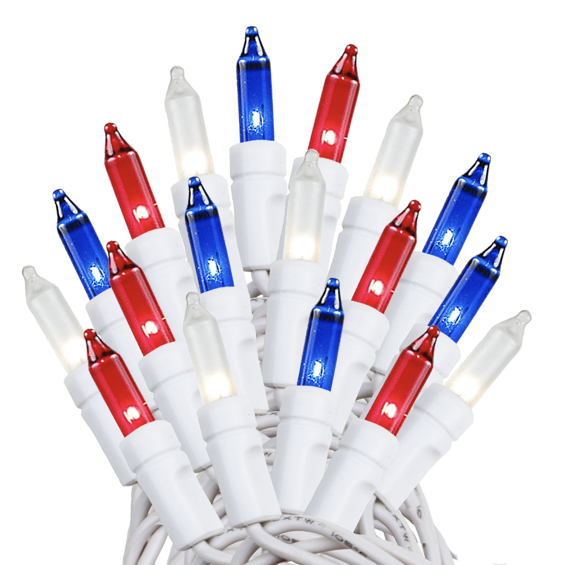 Novelty Lights Red/White/Blue 100 Light Incandescent Mini Christmas ...