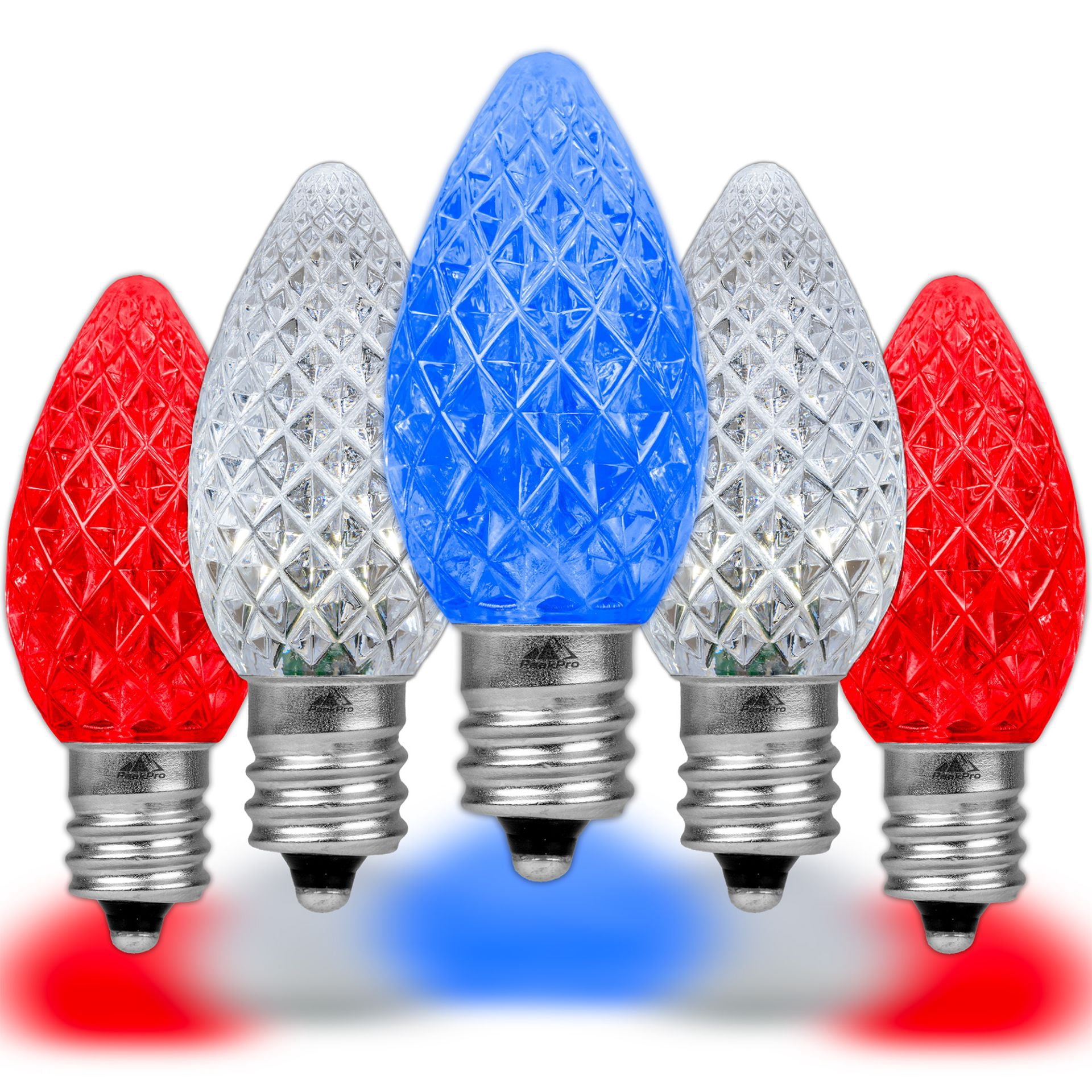 Novelty Lights Red/White/Blue C7 LED Christmas USA Replacement Bulbs ...