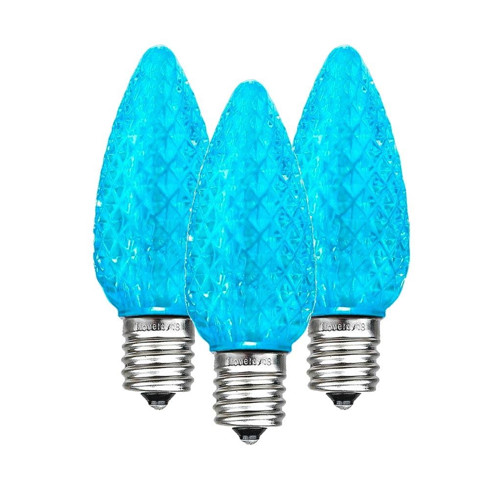 Novelty Lights Teal C9 LED Faceted Christmas Replacement Bulbs Dimmable ...