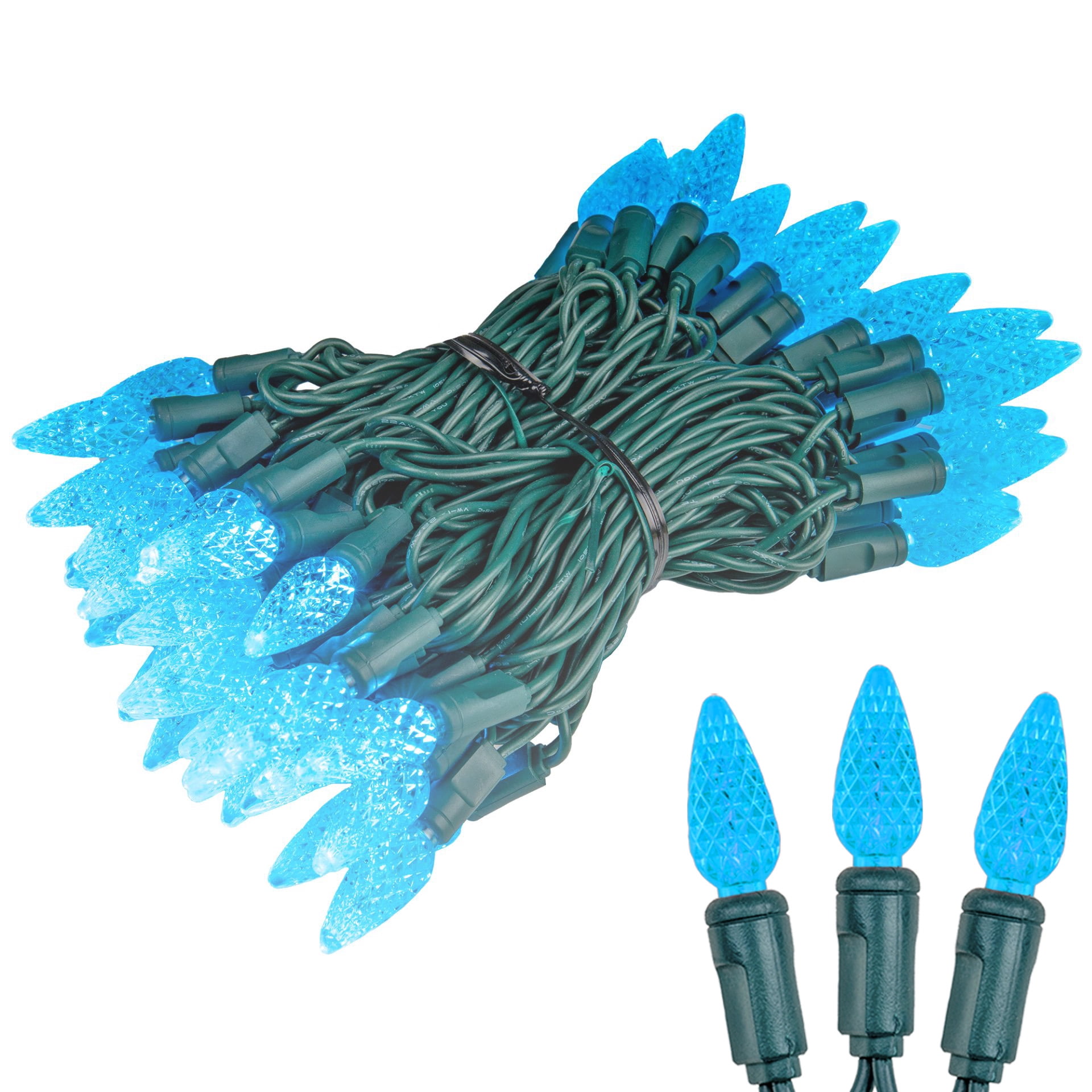 Novelty Lights Teal True Twinkle (100% Twinkle) C6 LED Christmas String ...