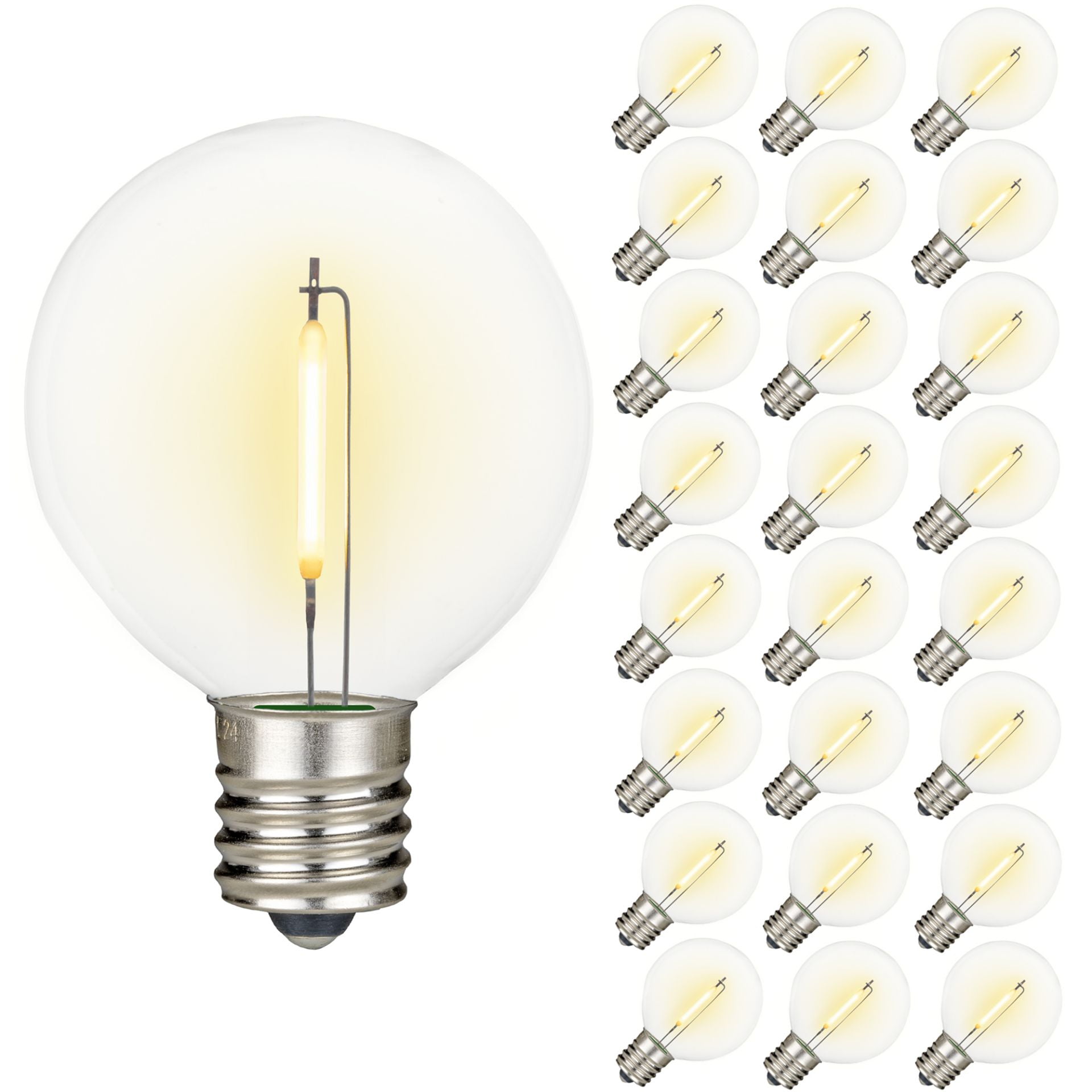 Novelty Lights 1W Warm White G50 LED Globe Light Bulbs, 25-Pack ...