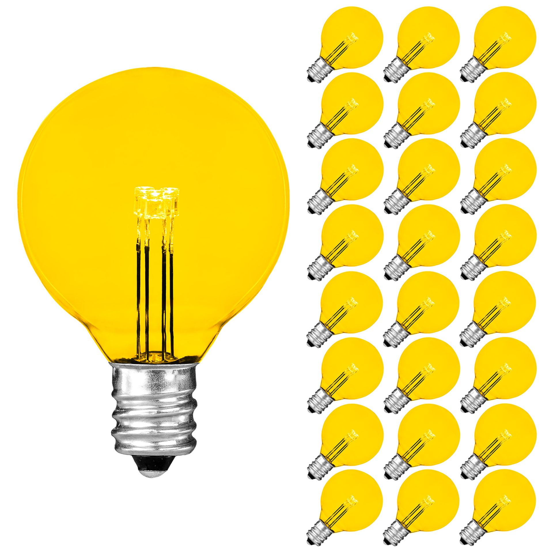 Novelty Lights Yellow Glass G40 Globe Hanging LED String Light ...