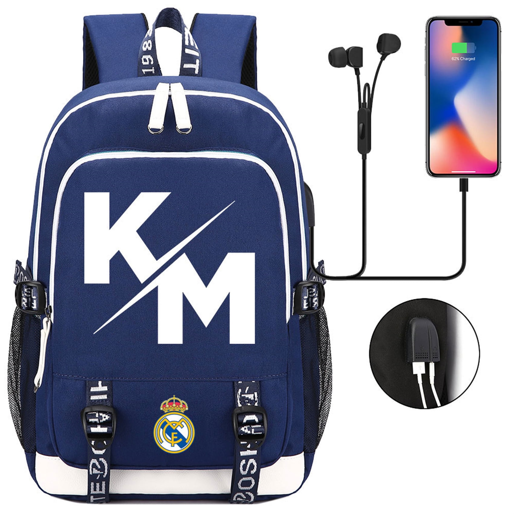 Novelty Mbappe Backpack Multifunctional Travel USB Knapsack Waterproof ...