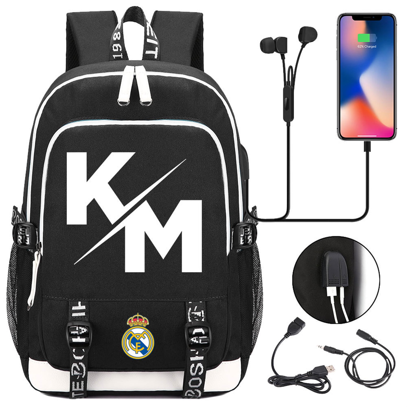 Novelty Mbappe Backpack Multifunctional Travel USB Knapsack Waterproof ...