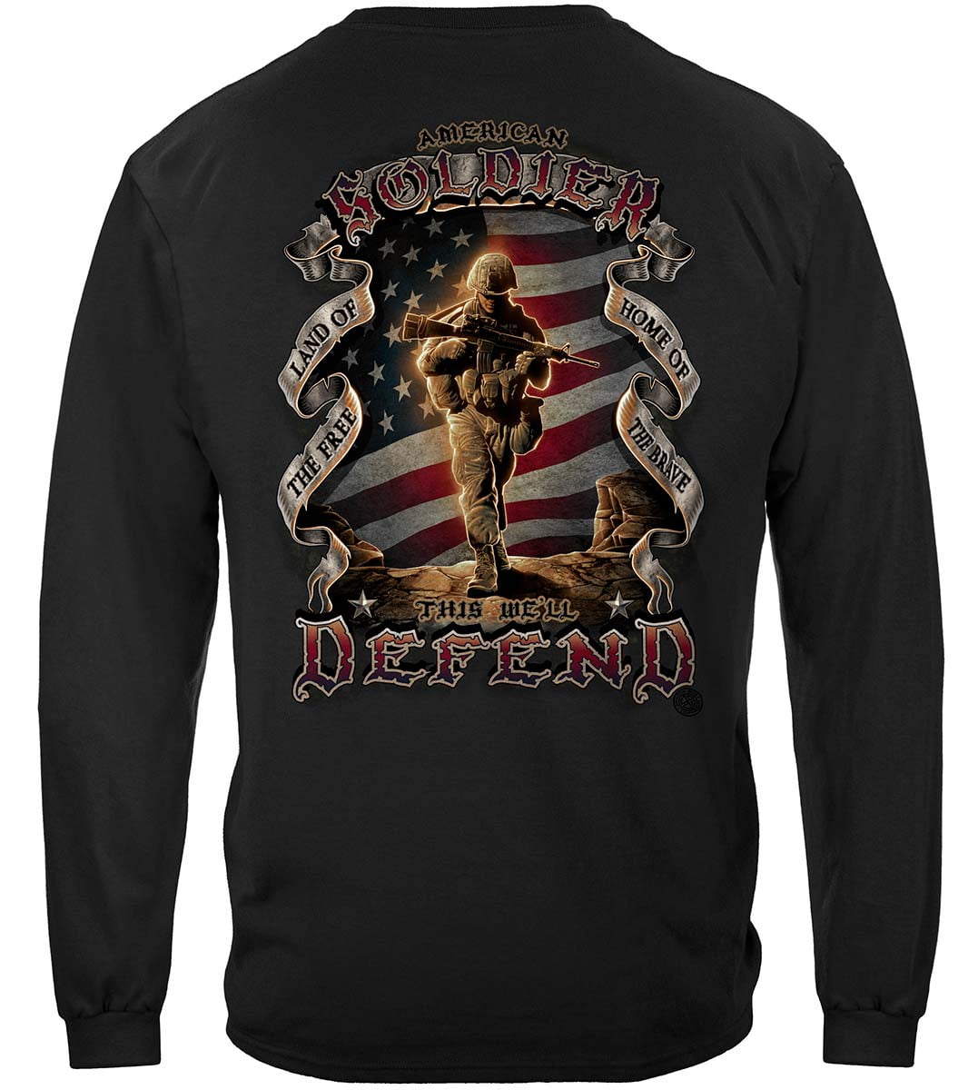 Novelty Men's American Solider Long Sleeve Black - Walmart.com