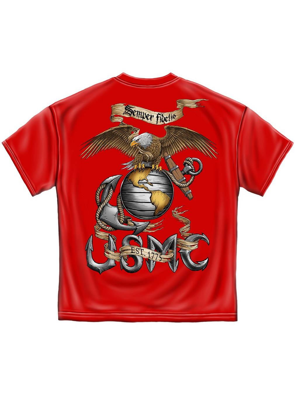 Novelty Men's Eagle USMC T-shirt Red - Walmart.com