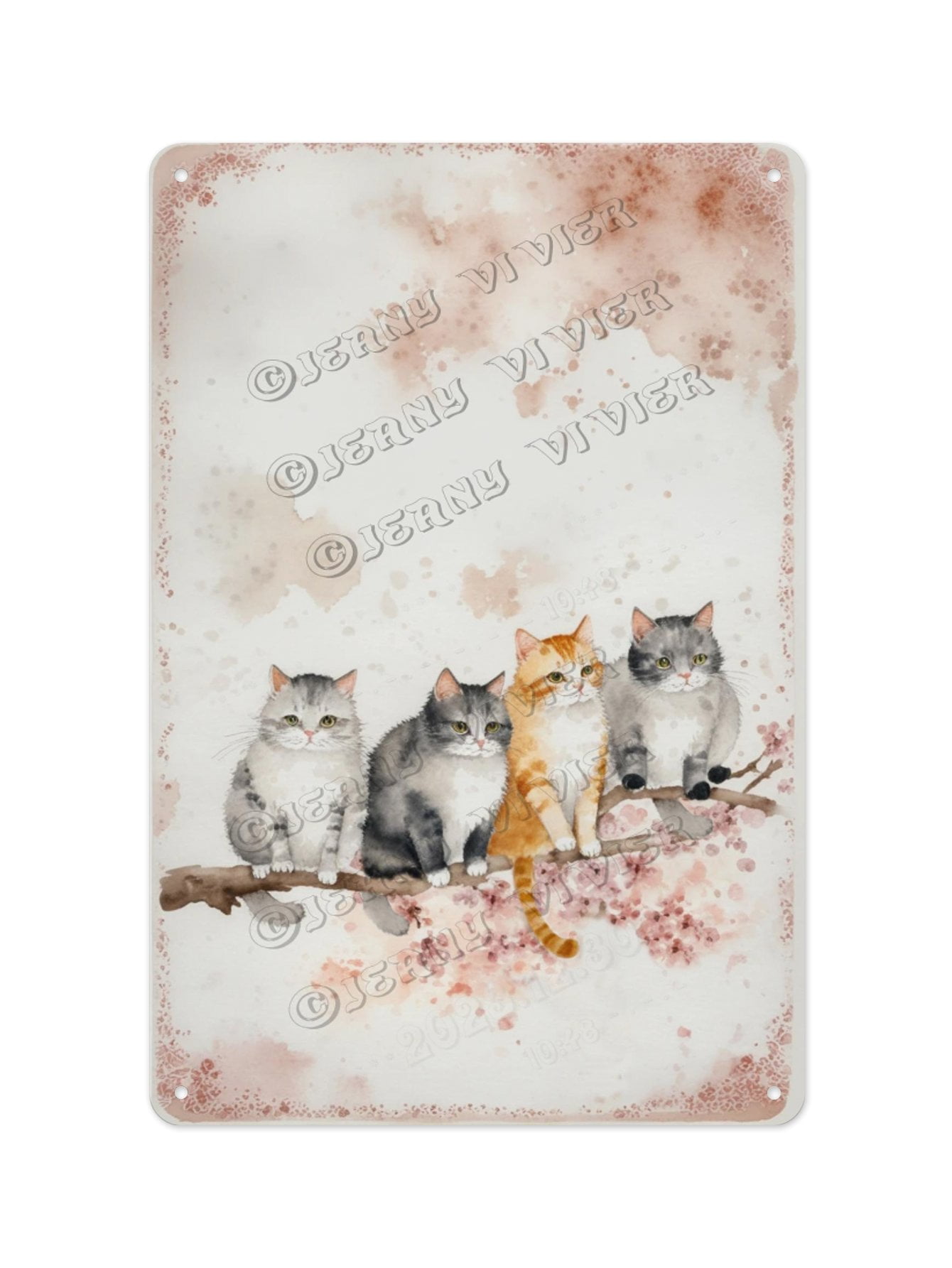 Novelty Metal Sign, Aluminum, 12 x 16 Inches, Watercolor Cat on The ...