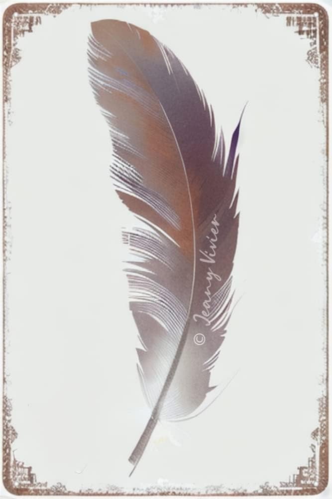 Novelty Metal Tin Sign Feather Art, A Feather Wall Hanging Retro Rustic Farmhouse Wall Sign ...
