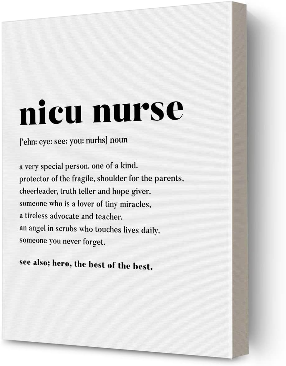 Novelty Nicu Nurse Definition Framed Canvas Office Wall Art, Modern ...