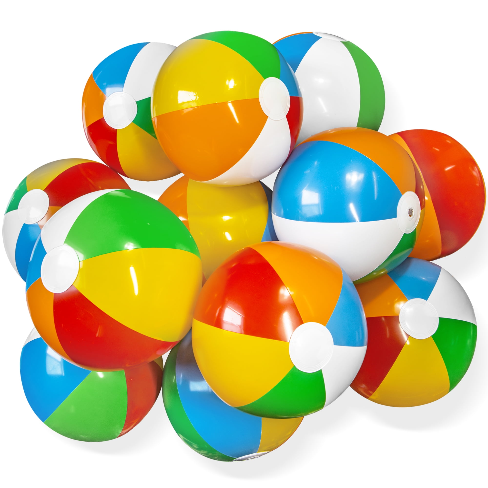 "Novelty Place 12 Pack Inflatable Beach Balls - 8"" Dia, Bright Rainbow ...