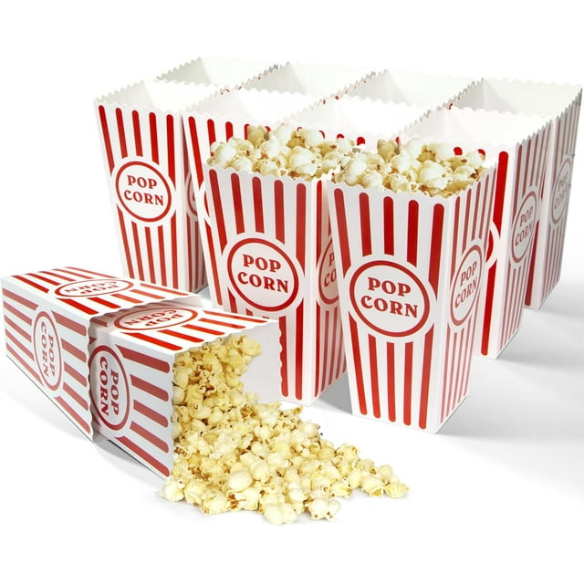Novelty Place 12 Pcs Classic Popcorn Boxes, Red & White Striped ...