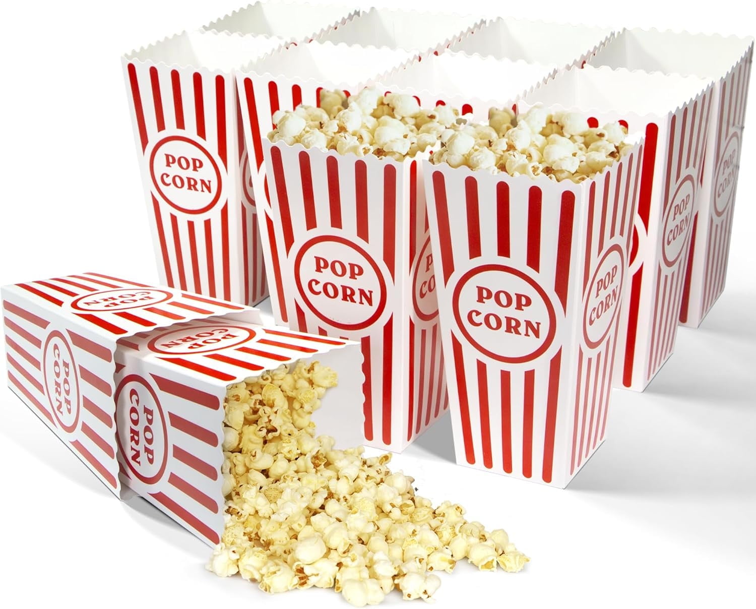 Novelty Place 12 Pcs Classic Popcorn Boxes, Red & White Striped ...