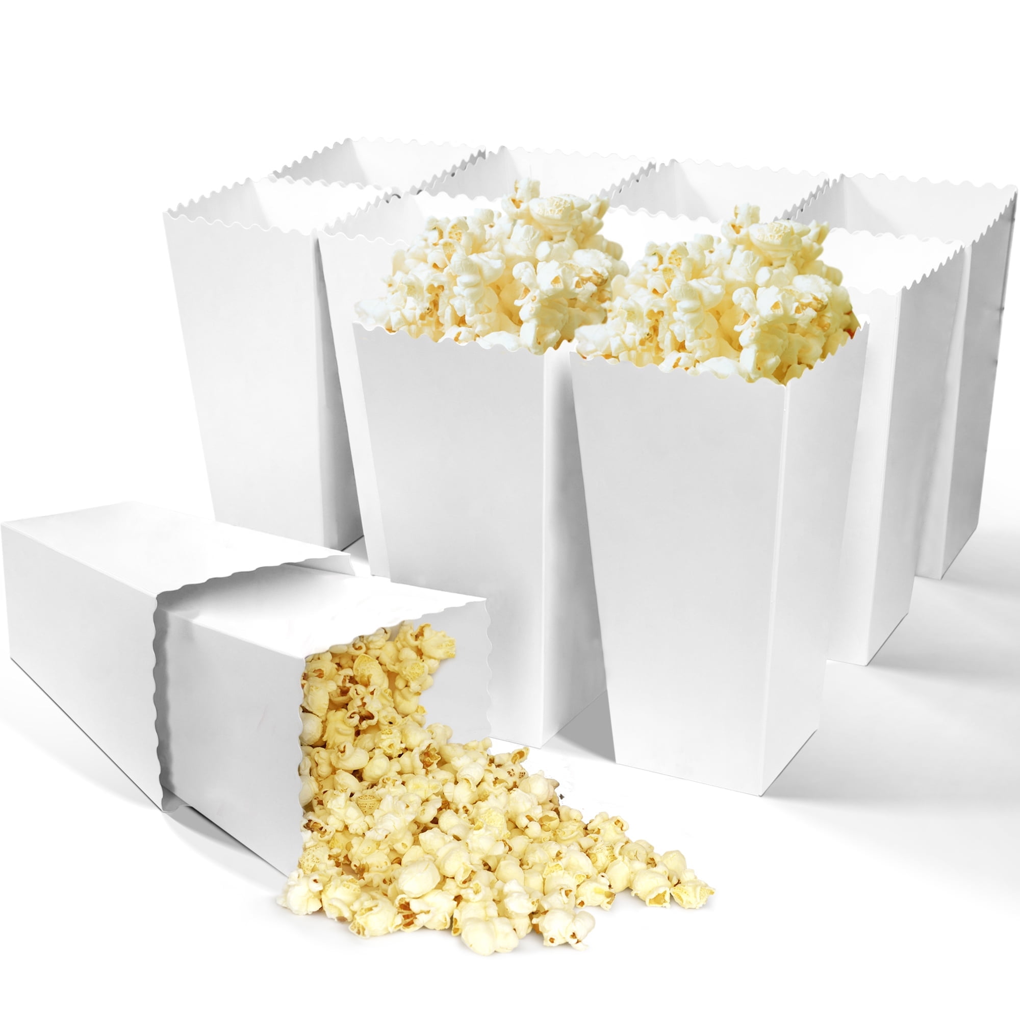 Novelty Place 12 Pcs White Popcorn Boxes, 46 oz White Cardboard Popcorn ...