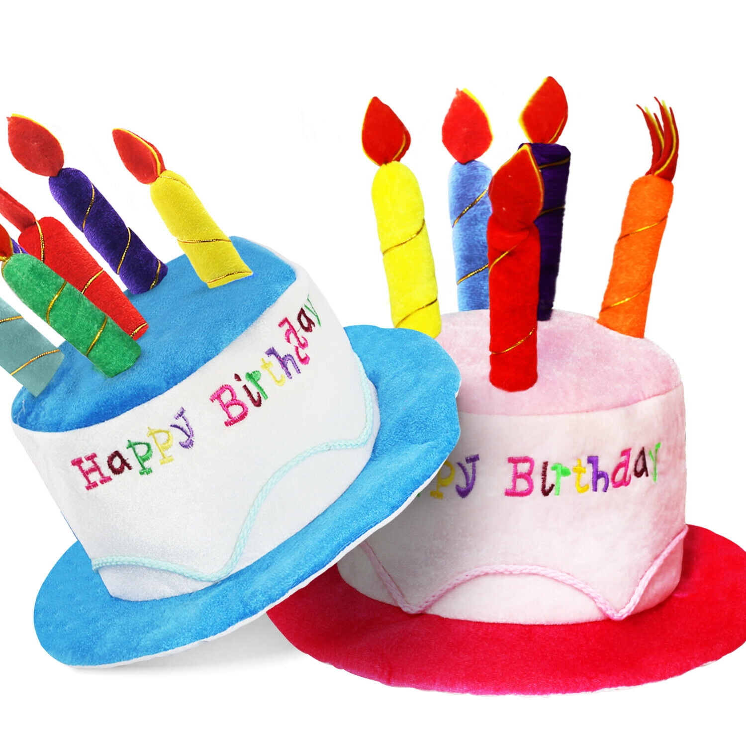 Novelty Place Plush Happy Birthday Cake Hat (2 Pcs, Blue & Pink ...