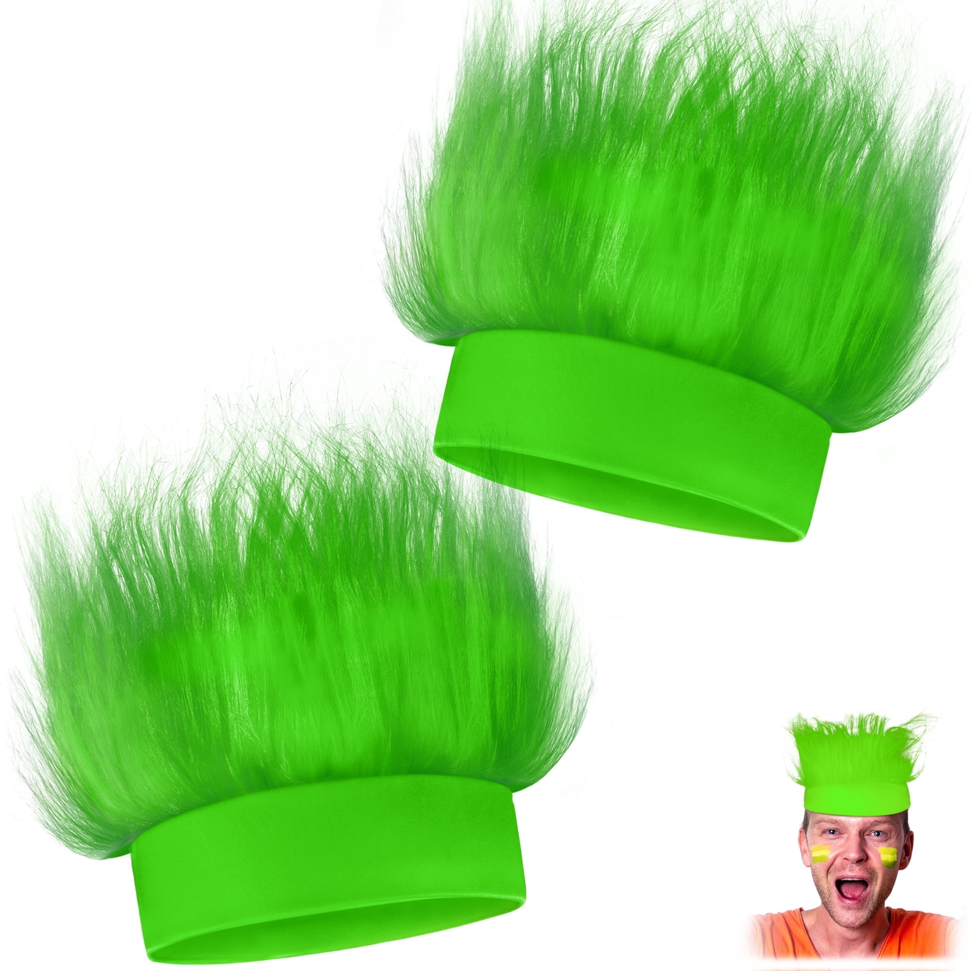 Novelty Place 2Pcs Green Hairy Costume Headband - Fun and Fuzzy Crazy ...