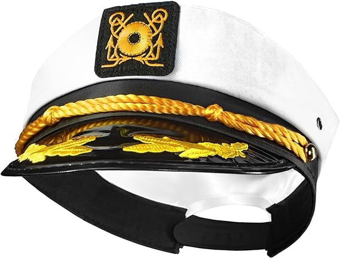 Novelty Place Embroidered Captain Hat - Adjustable White Navy Yacht ...