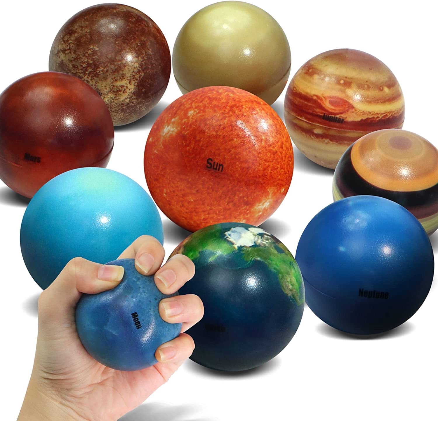 Novelty Place Solar System Stress Balls - 10 Pcs Anti-Stress Planetary ...