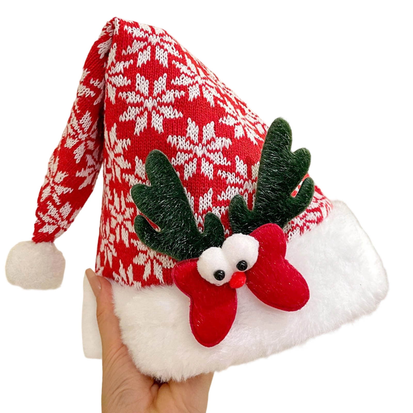 Novelty Plush Santa Face Christmas Hat 3D Santa Caps Festival Family ...