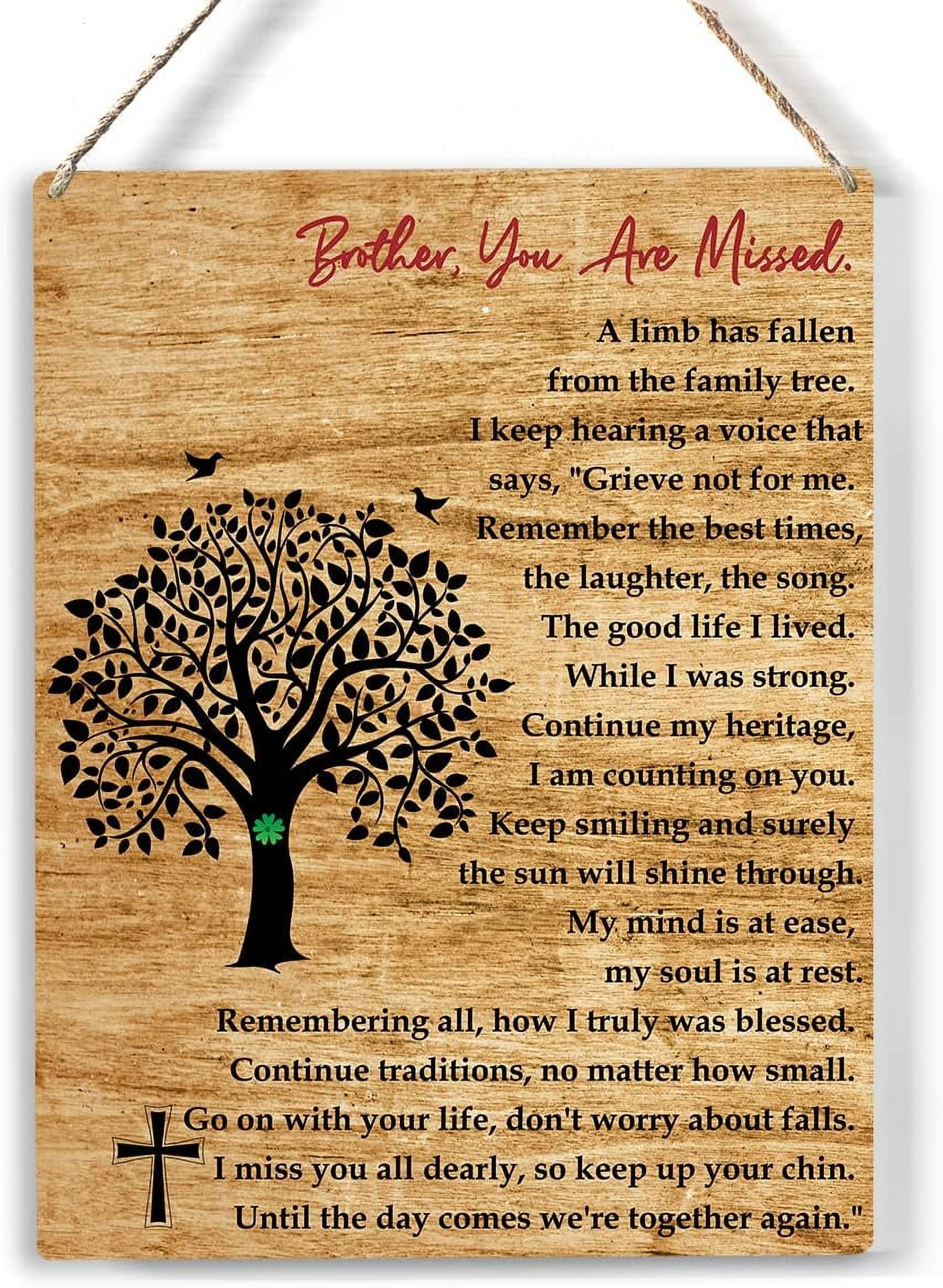 Novelty Rememberance Brother Quote Wood Sign Memorial Tree Wooden Signs ...