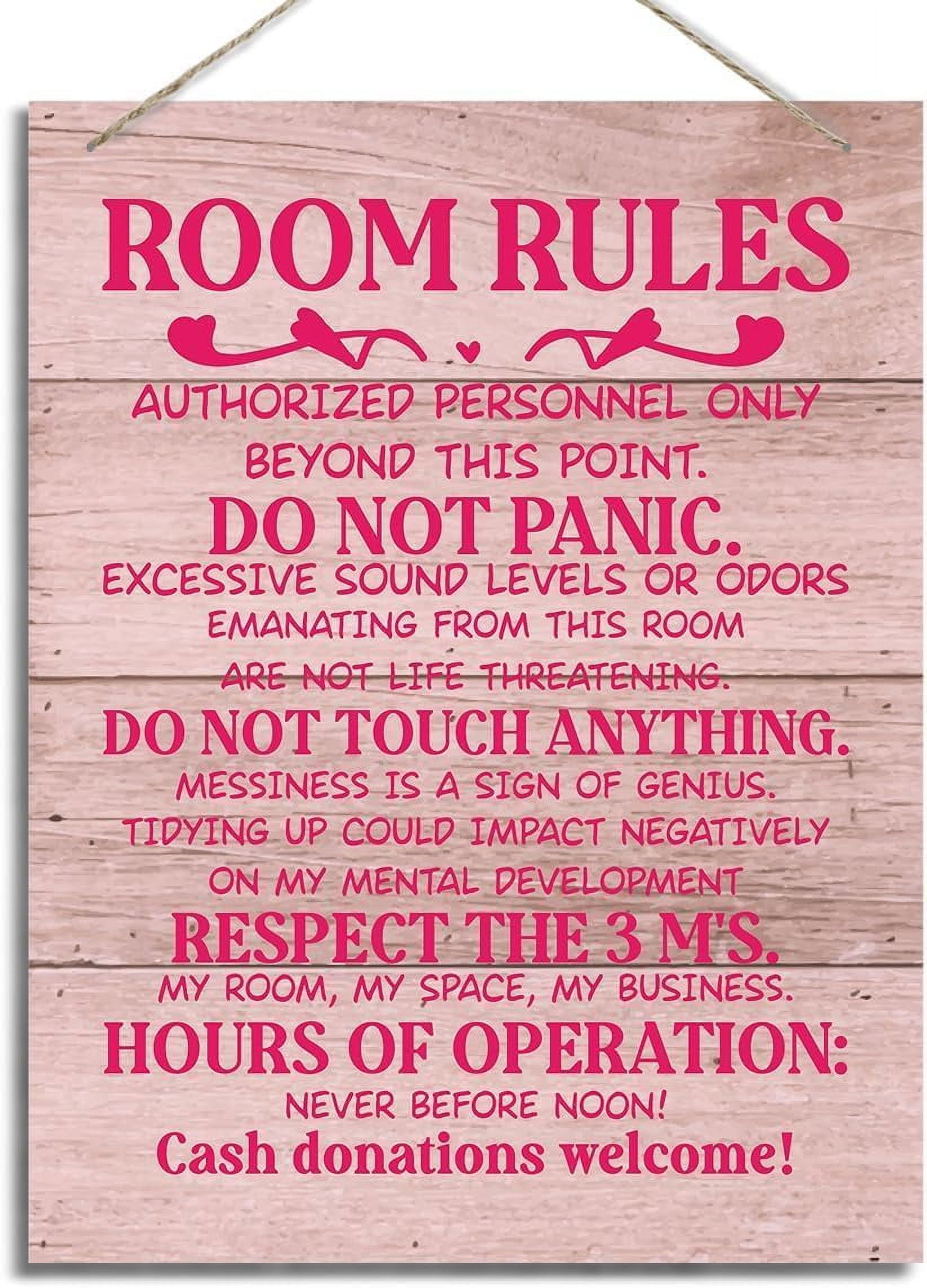 Novelty Room Rules Sign Hanging Wood Plaque for Wall, Fun Room Signs ...
