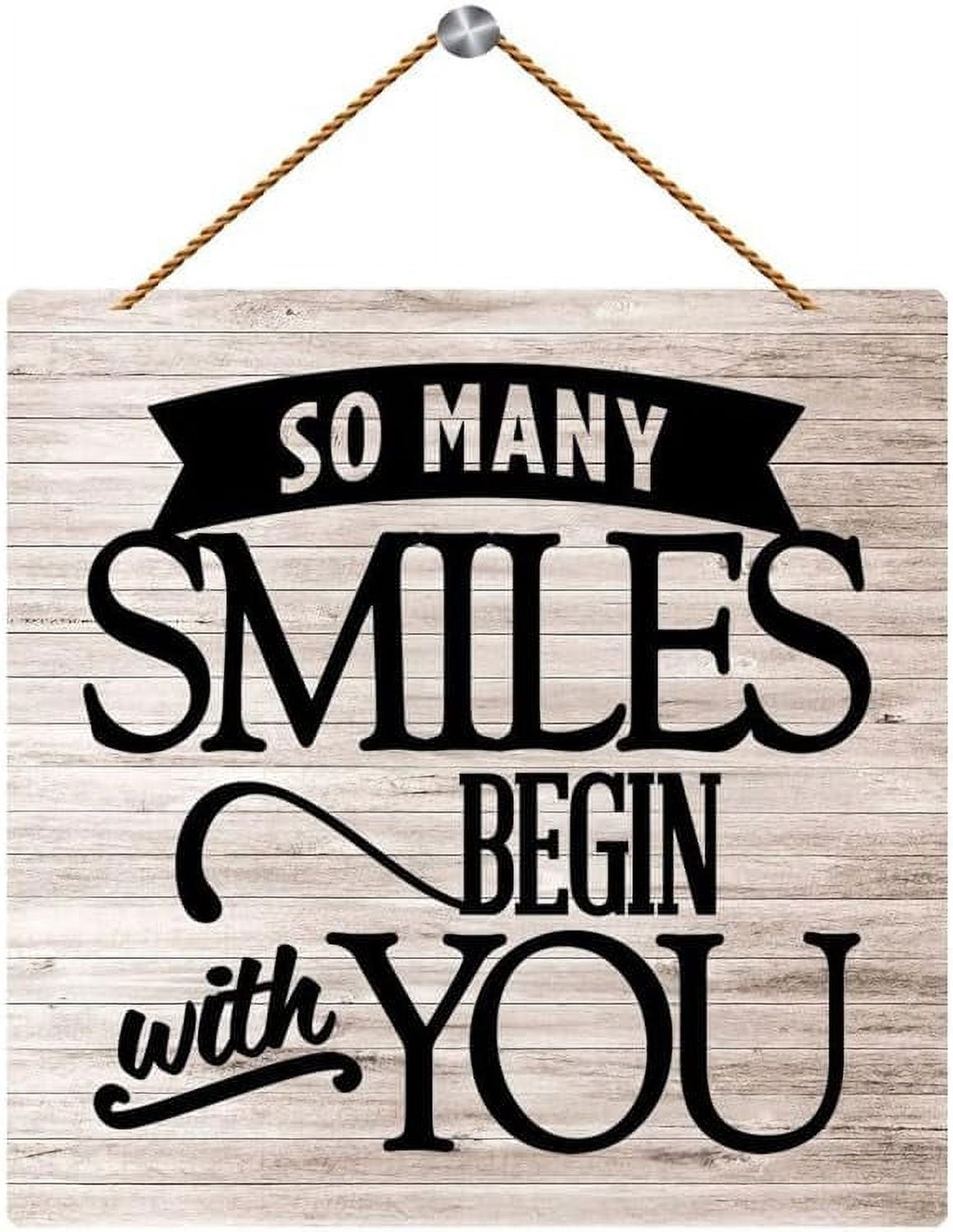 Novelty So Many Smiles Begin With You Sign Wood Decor Motivational ...
