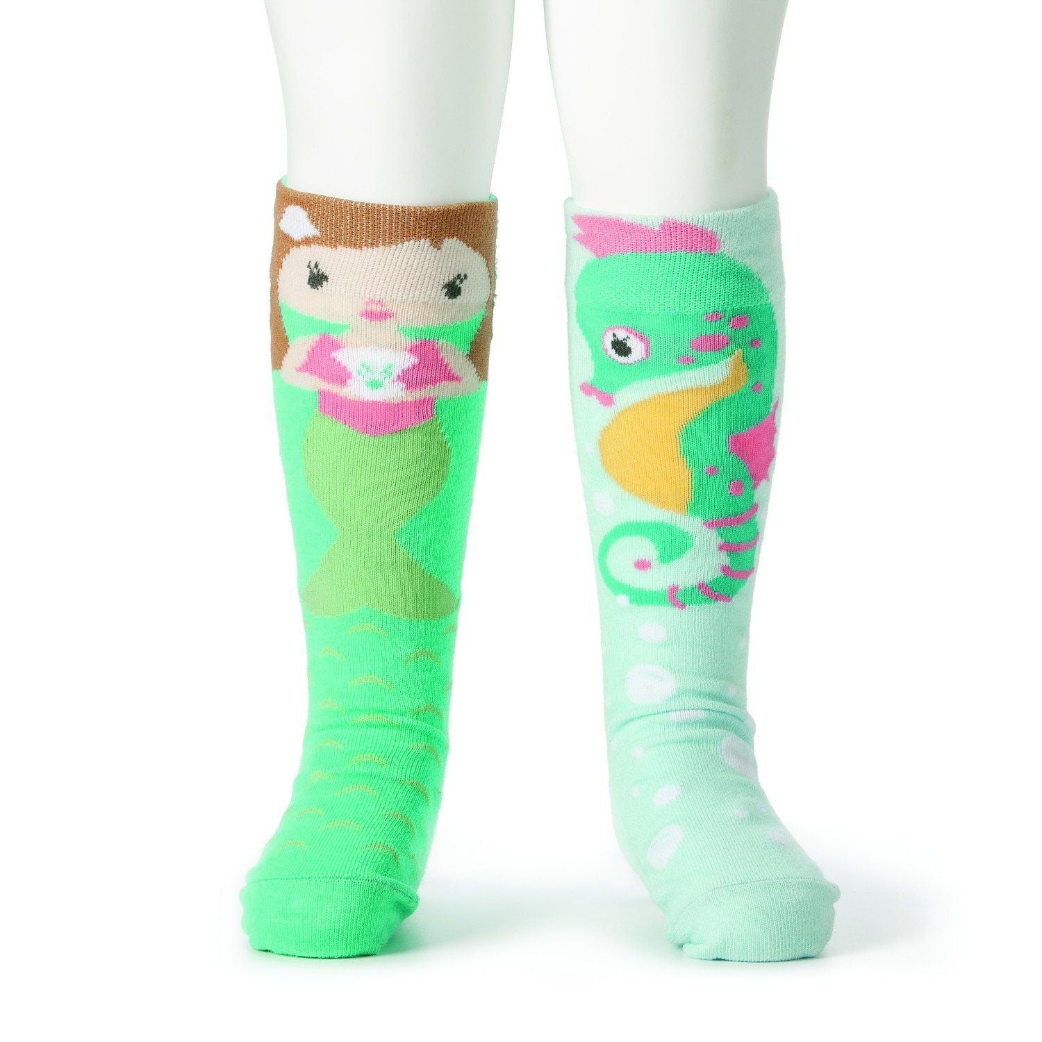 Novelty Socks Mermaid & Seahorse Knee Socks Story Time Non Skid Soles ...