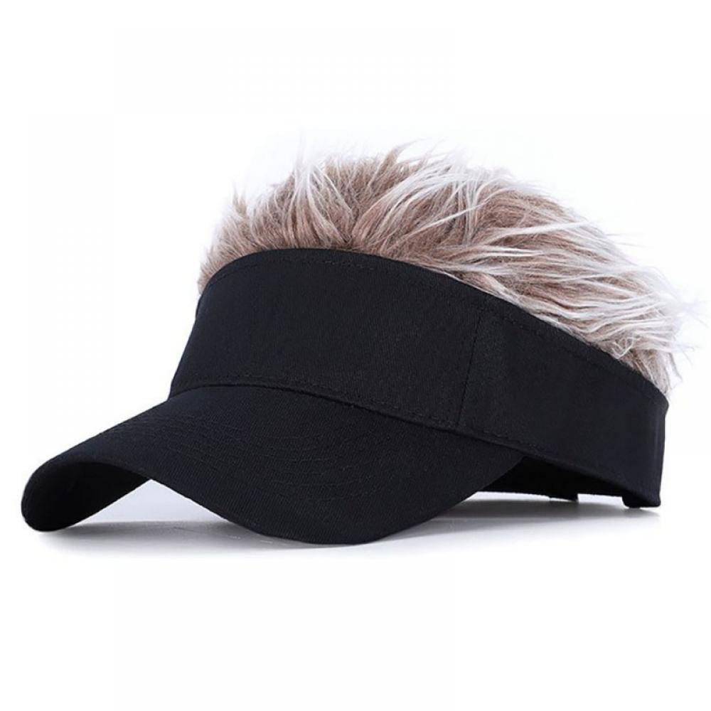 Novelty Spiked Hair Visor Sun Funny Golf Hats Fake Wig Peaked ...
