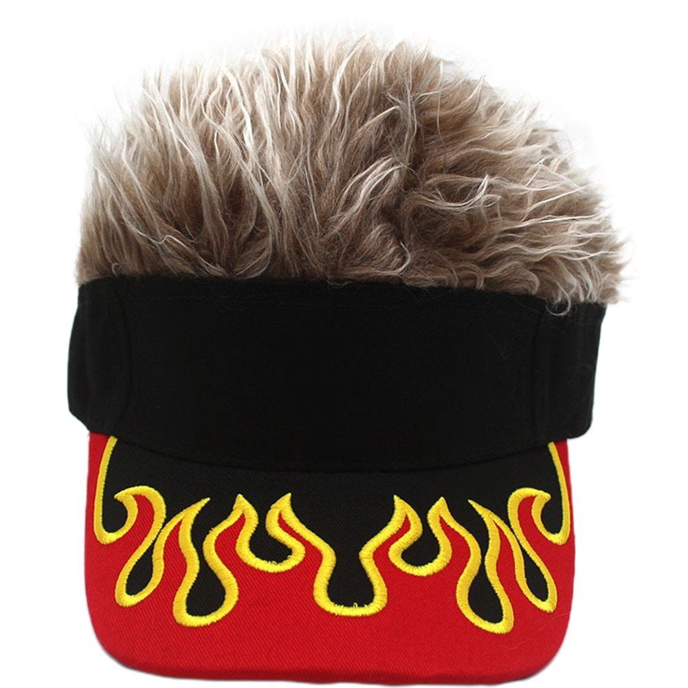 Novelty Spiked Hair Visor Sun Hat Embroidered Wigs Baseball Cap ...