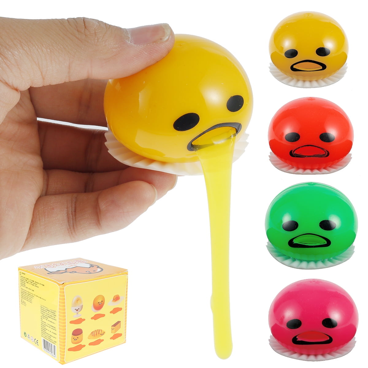 Novelty Stress Relief Squeeze Toys, Cute Vomiting Egg Sensory Toy Soft ...