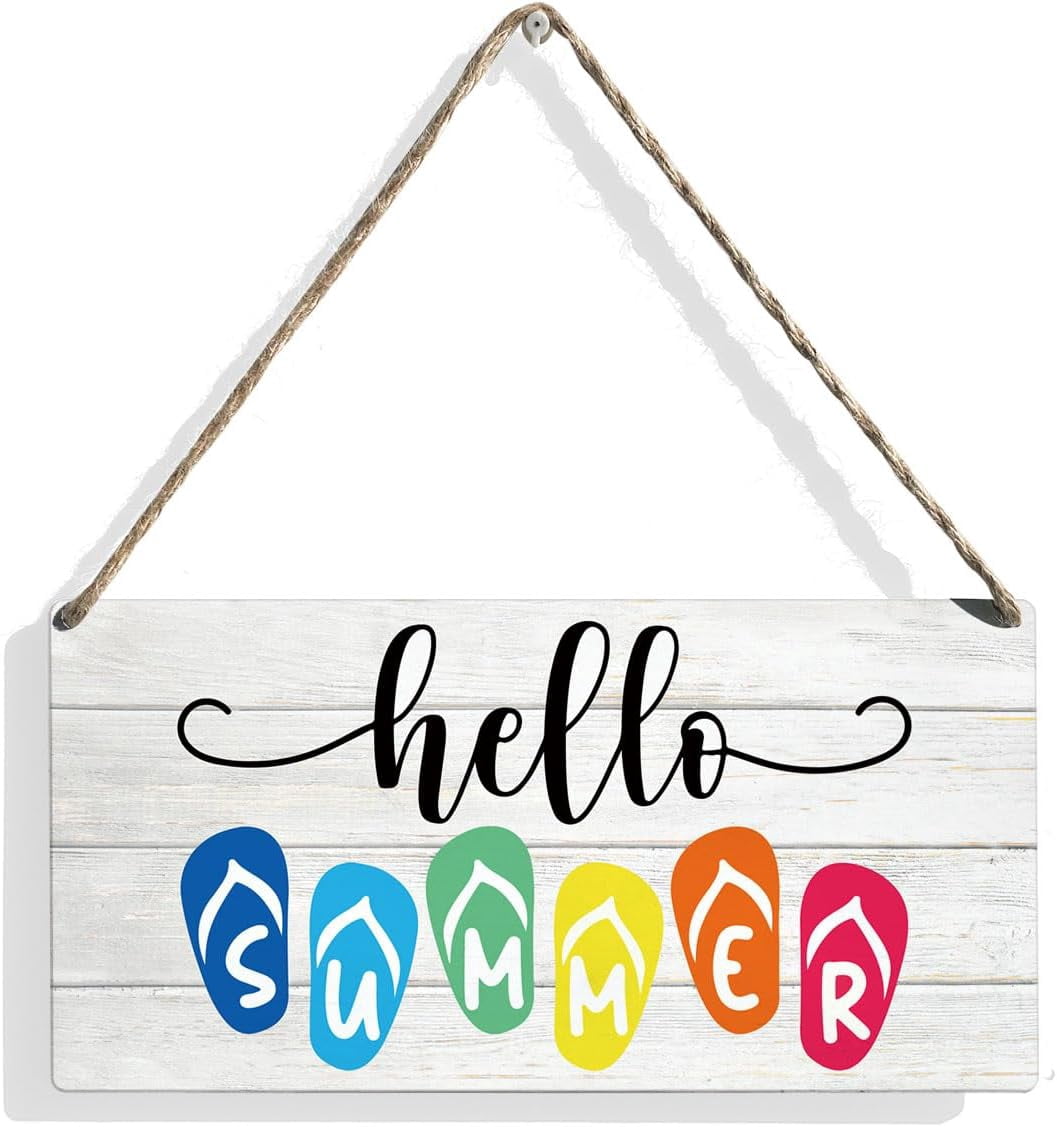 Novelty Summer Decorations for Home Office Front Door Decor Signs Hello ...