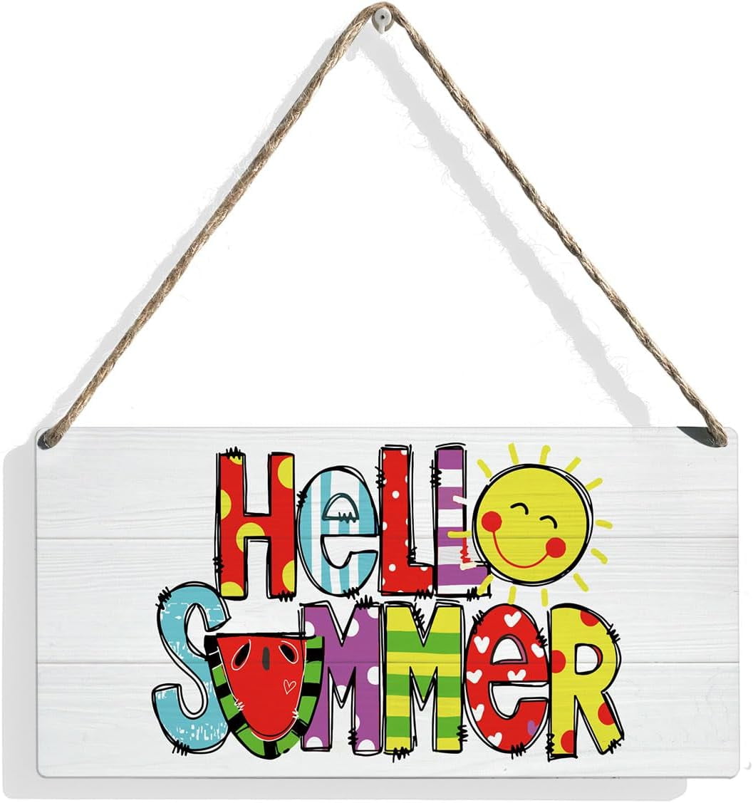 Novelty Summer Decorations for Home Office Front Door Decor Signs Hello ...