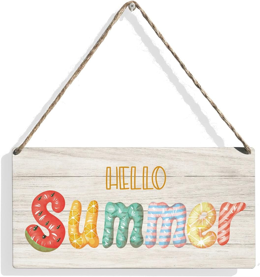 Novelty Summer Decorations for Home Office Front Door Decor Signs Hello ...