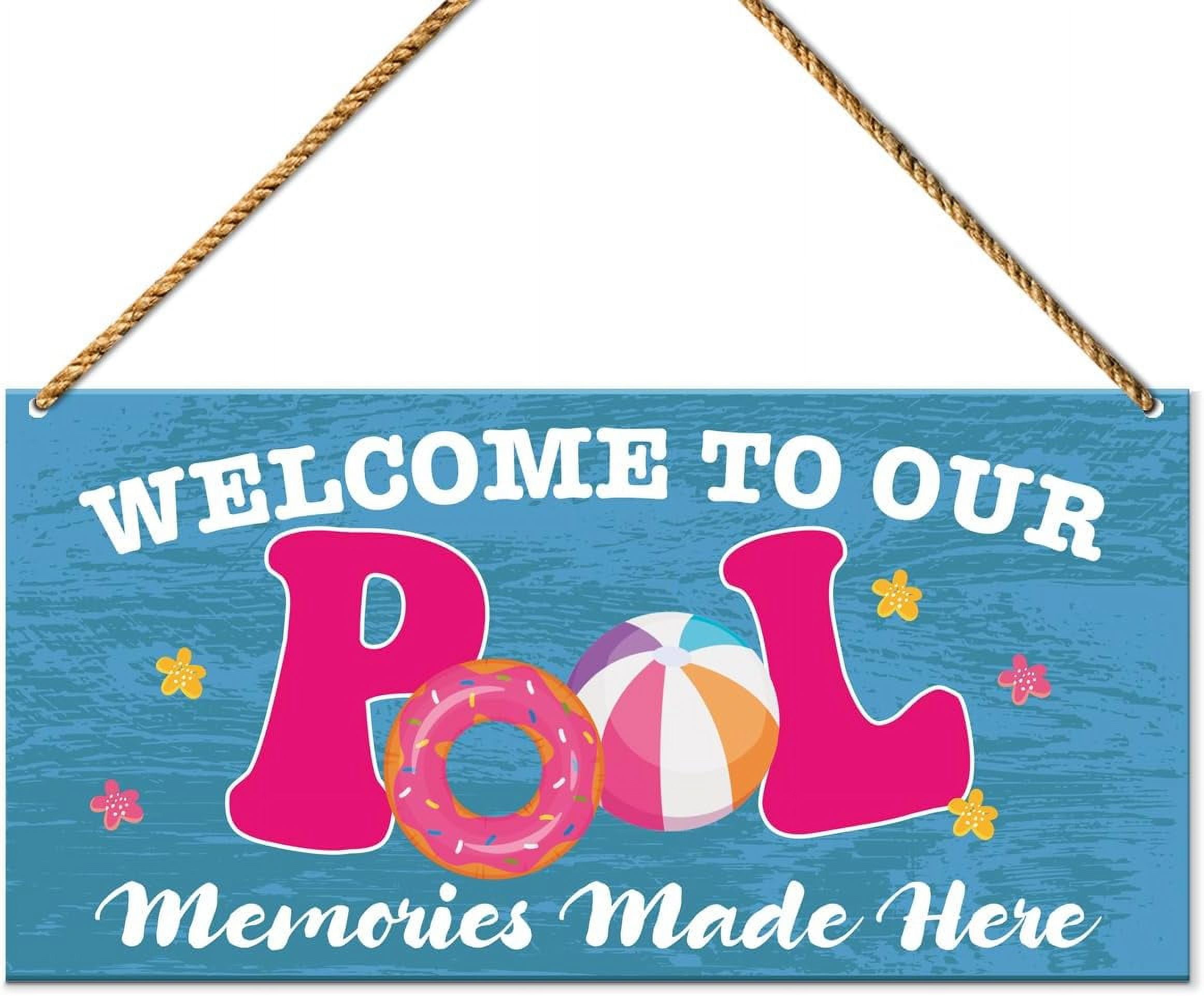 Novelty Summer Pool Wood Sign Outdoor Living Pool Patio Decor for Home ...