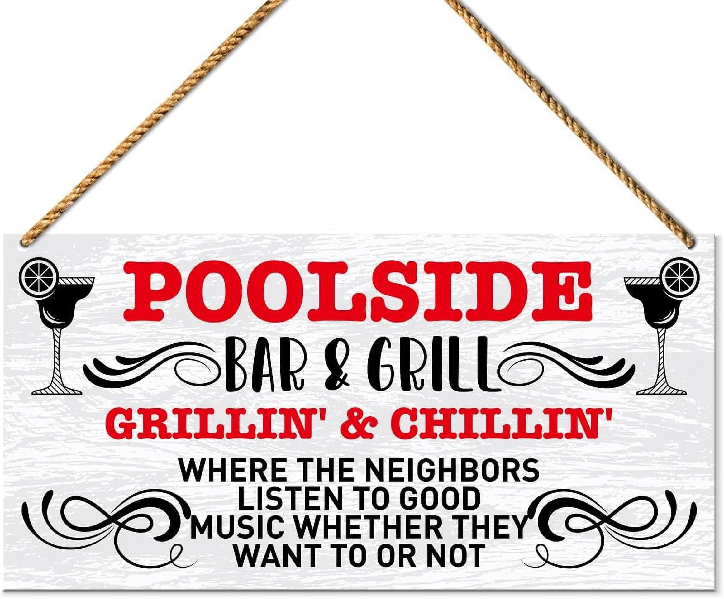 Novelty Summer Pool Wood Sign Outdoor Living Pool Patio Decor for Home ...