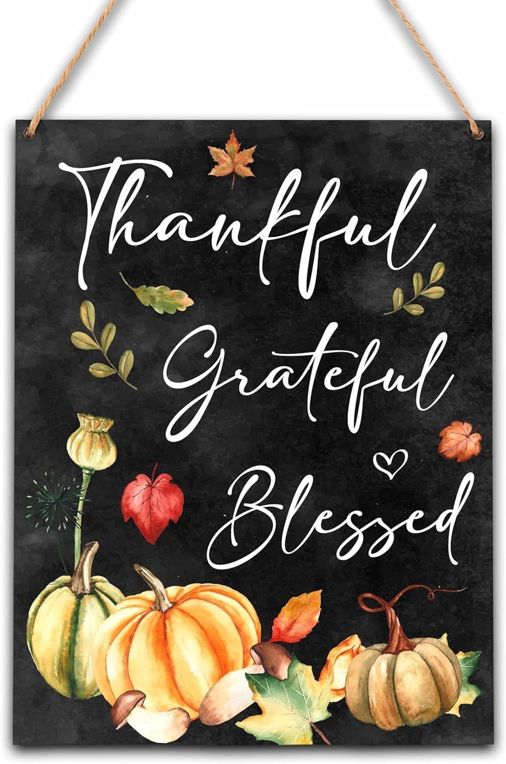 Novelty Thankful Grateful Blessed Wooden Hanging Sign, Fall Welcome ...