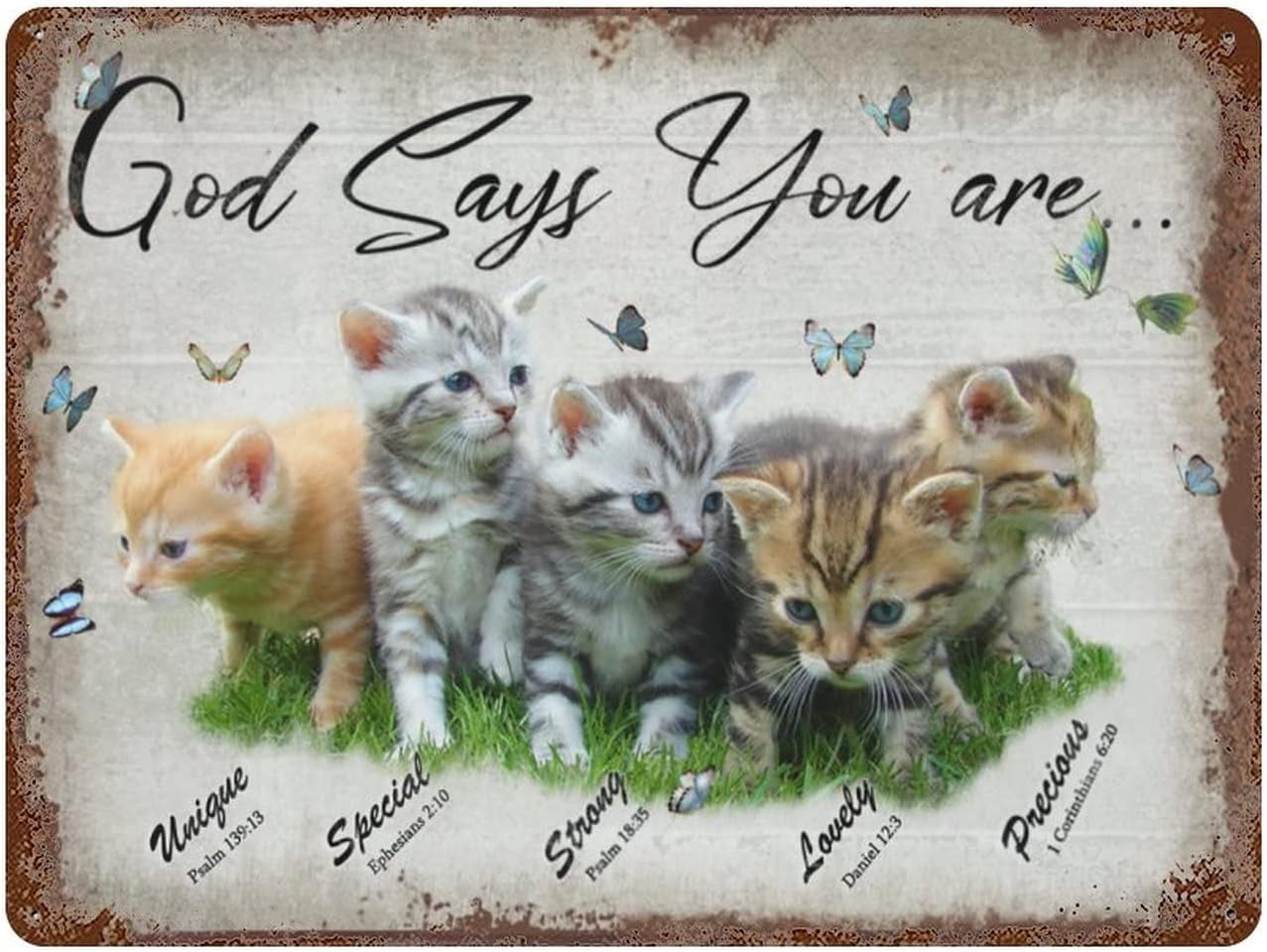 Novelty Tin Sign Cat God Says You Are Wall Art - Inspirational Quote ...