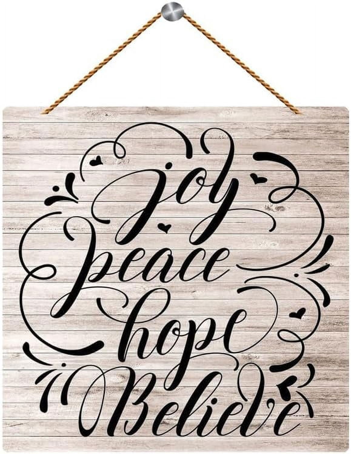 Novelty Wall Decor Sign With Warming Quotes Joy Peace Hope Believe ...