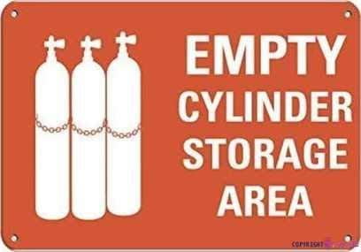Novelty Warning Metal Tin Sign Empty Cylinder Storage Area Hazard ...