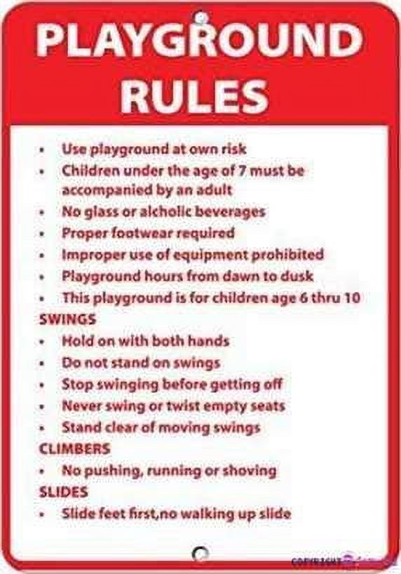 Novelty Warning Metal Tin Sign Playground Rules Use Playground at Own ...