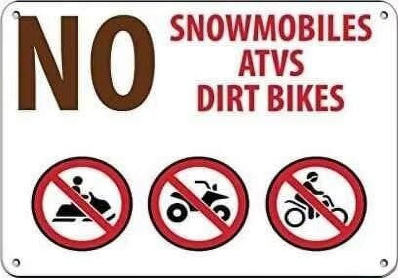 Novelty Warning Metal Tin Sign No Snowmobiles Atvs Dirt Bikes ...