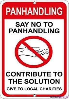 Novelty Warning Metal Tin Signs Panhandling Say No to Panhandling ...