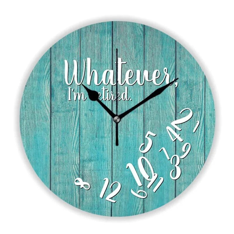 Novelty Whatever I'm Retired Rustic Wood Wall Clock for Farmhouse ...