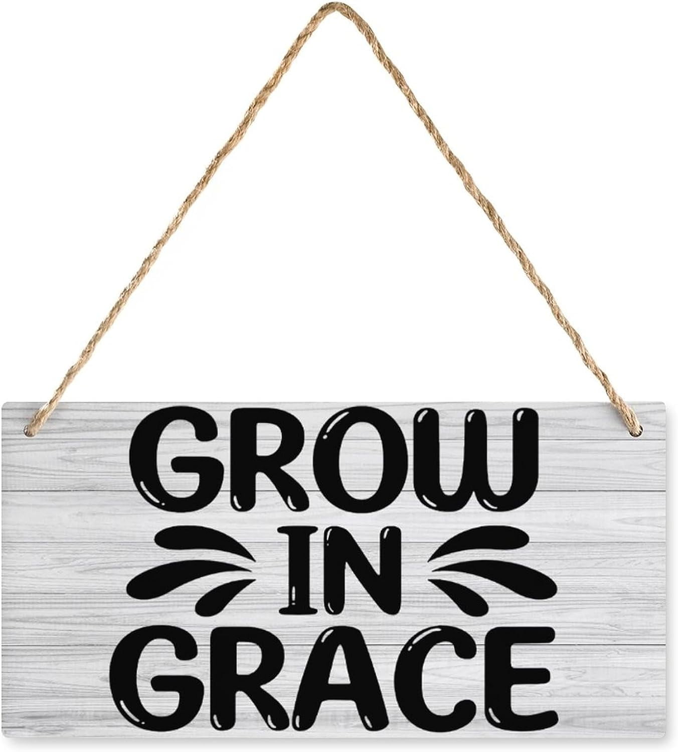 Novelty Wood Hanging Decor Sign Grow In Grace Wall Sign With ...