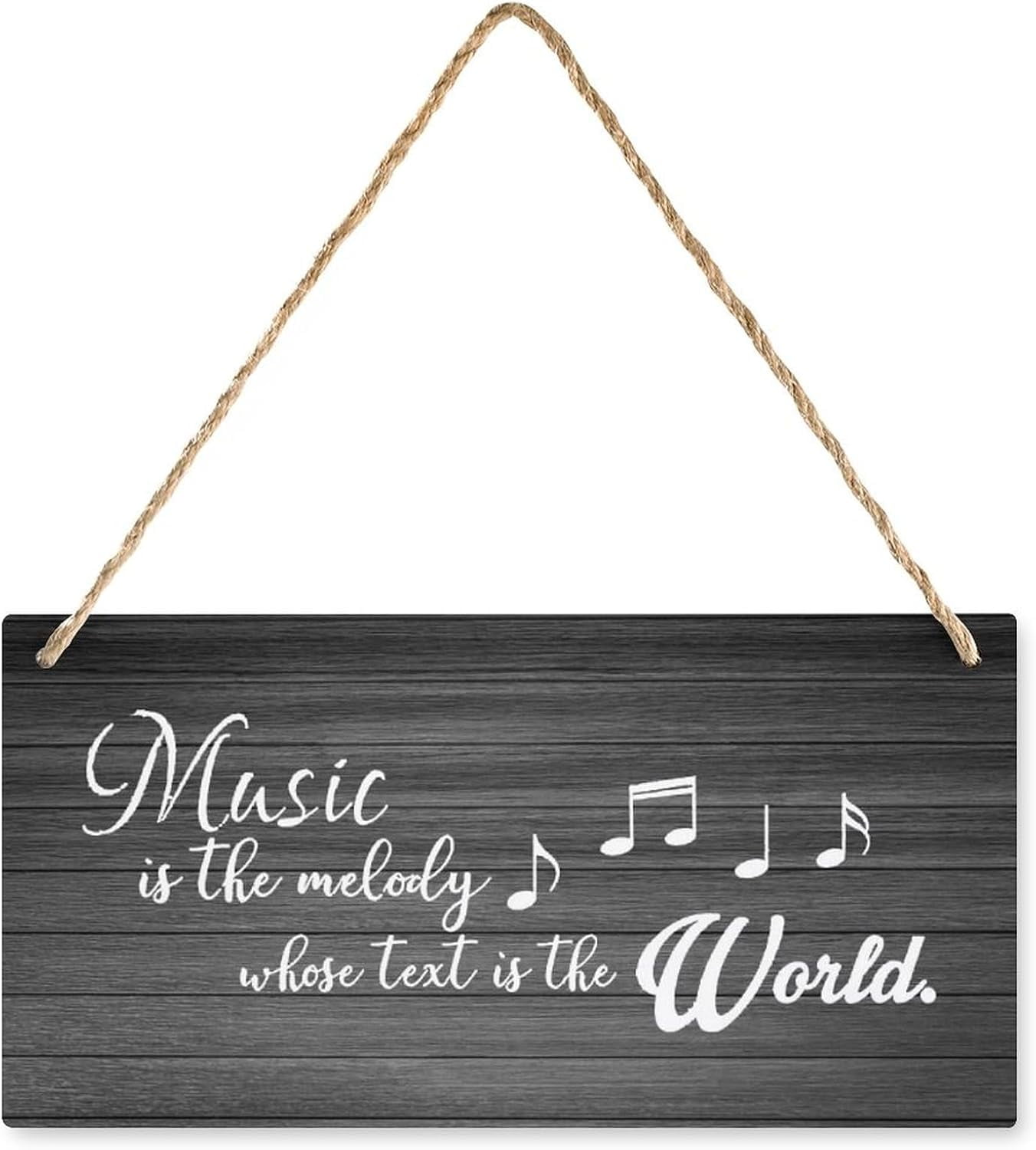 Novelty Wood Hanging Decor Sign Music Is The Melody Whose Text Is The ...