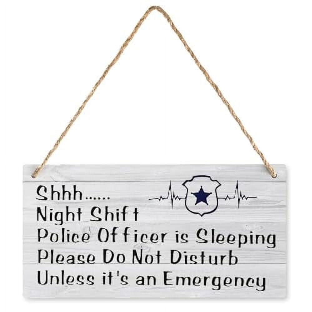 Novelty Wood Hanging Decor Sign Shhh Night Shift Police Officer ...