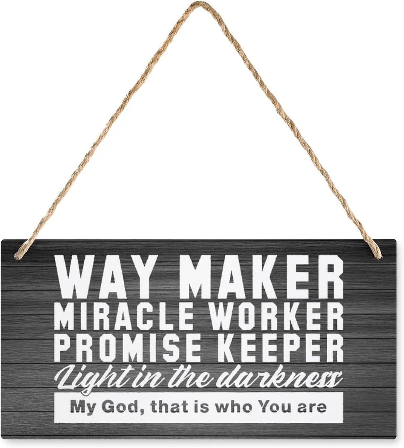 Novelty Wood Hanging Decor Sign Way Maker, Miracle Worker, Promise ...