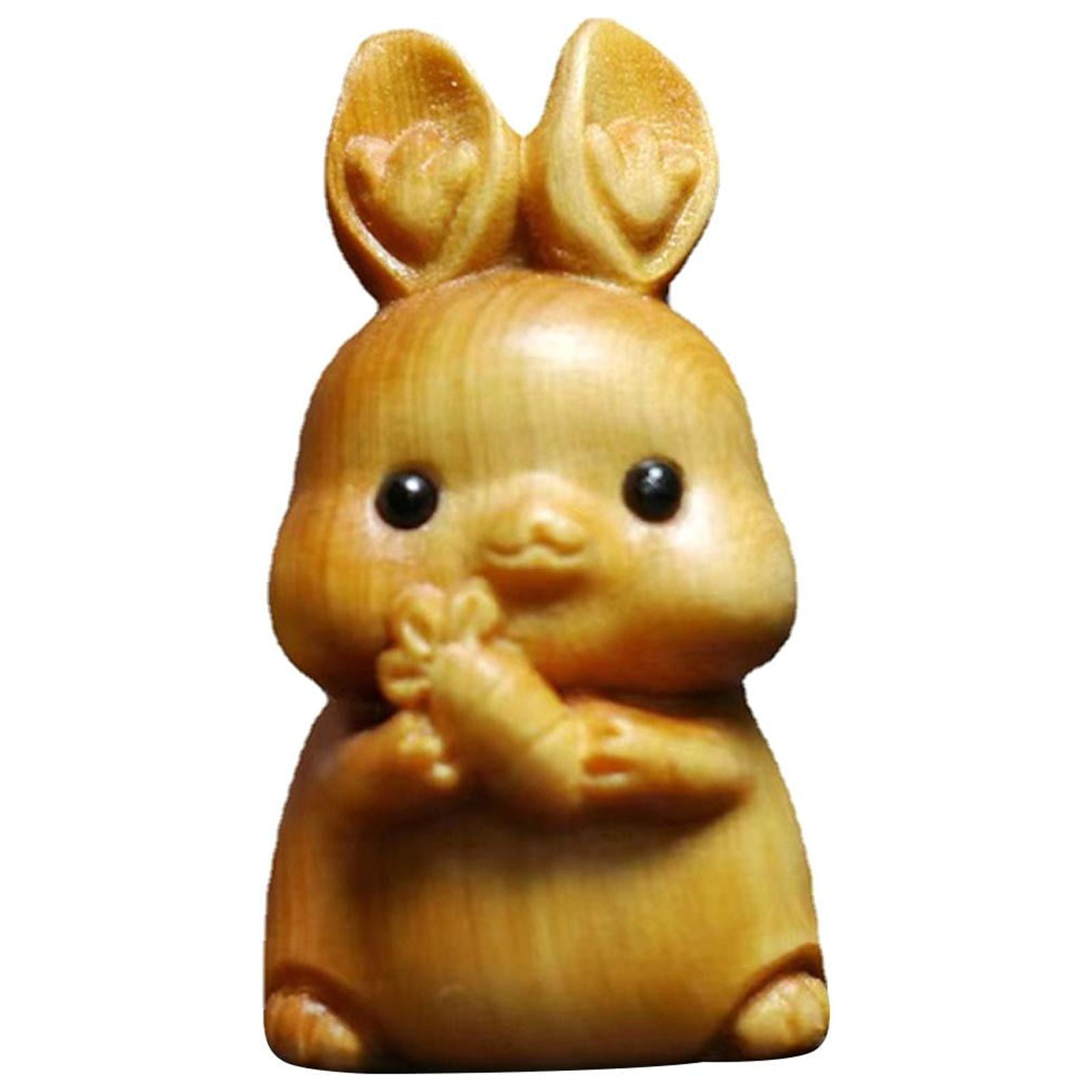 Novelty Wood Rabbit Statue DIY Collectibles Desktop Ornament Sculpture ...