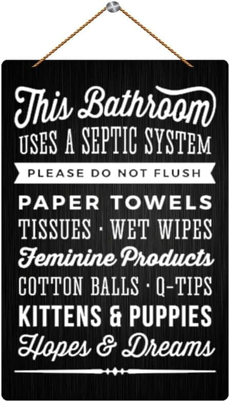 Novelty Wood Sign Home Farmhouse This Bathroom Uses A Septic System Do ...